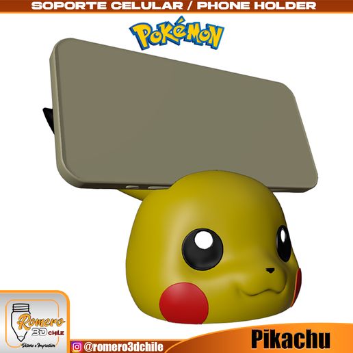 🐉 Pokemon Pikachu Cell Phone Holder / Phone Holder・ STL File for 3D ...