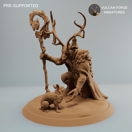 3D file Deerfolk Cervan Deer Druid with Rabbit - Pre supported 🦌 ...
