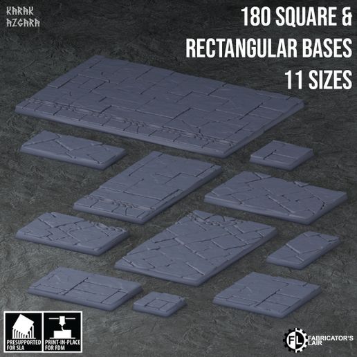 🟪 180 Square & Rectangular bases - 12 sizes - Stone Pavement・ 3D File ...