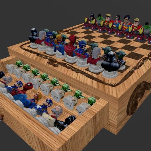 ♟️ SUPERHEROES CHESS COMPLETE・ STL File for 3D printing・Cults