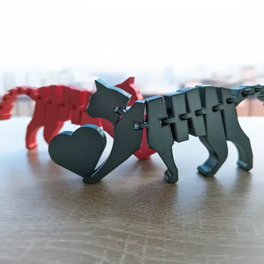 🐱 Flexi Cat with Heart・ STL File for 3D printing・Cults