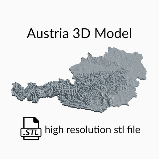 3D file Austria Topographic Map - 3D Terrain Elevation - Relief 3D Map of Austria 🇦🇹 ・Template ...