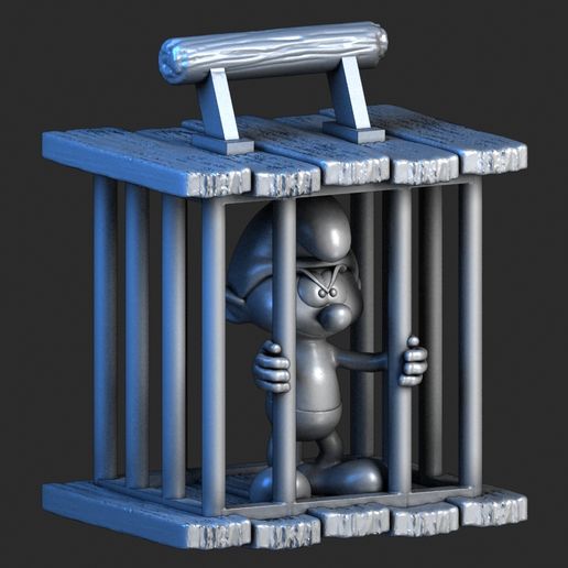 🃏 A SMURF IN A CAGE・ STL File for ・Cults
