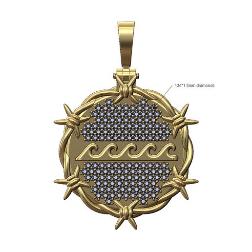 STL file Wave greek key diamond barbwire thornes pendant 3D print model ...
