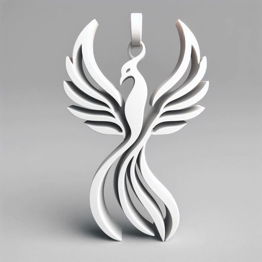 🦅 Phoenix Pendant – 3D Printable Minimal Flamebird Necklace・ STL File ...