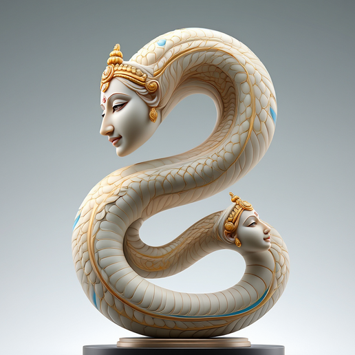 🎨 1548 Color 3D Model of a Dancing Two-Headed Snake Woman in Indian ...