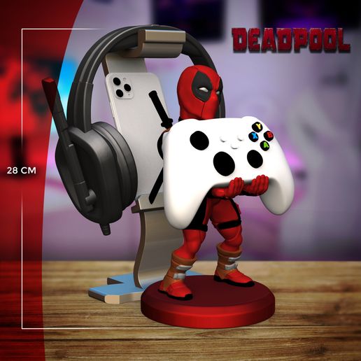 🕹️ DEADPOOL - MULTIFUNCTIONAL JOYSTICK & HEADPHONE HOLDER - MARVEL・ STL ...