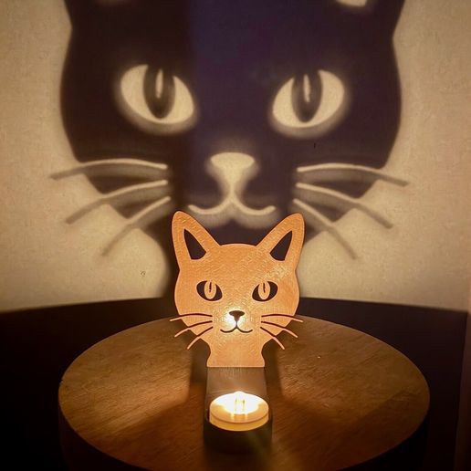 🎨 Shadow Art - Cat / Tealight holder / Shadow Projector・ 3MF File for ...