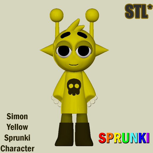 Archivo STL Simon Yellow STL Sprunki Incredibox STL 3D Character Fanart ...