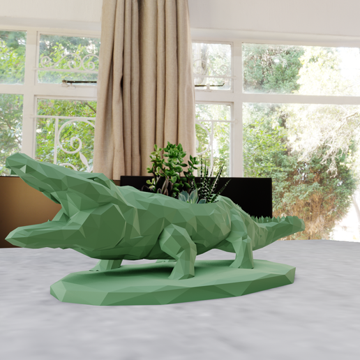 🐊 Crocodile low poly planter flower vase STL 3d print file・ STL File ...