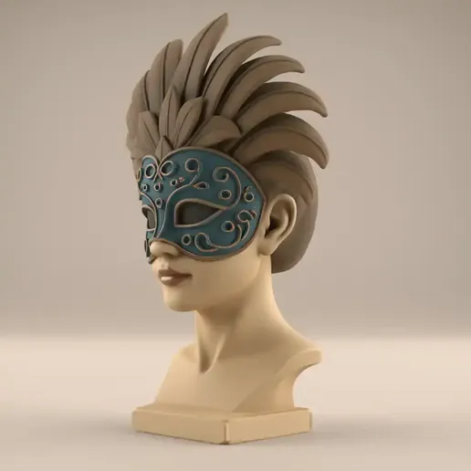👤 Elegante gefiederte Maskerade Maske Büste STL・ STL Datei für 3D-Druck ...