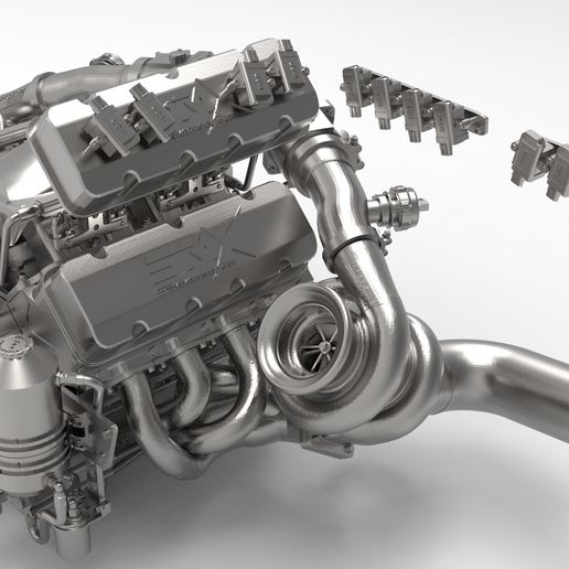 🚙 ver.2! 4500HP SMX Steve Morris Racing Twin Turbo Billet v8 Engine 1/8 ...