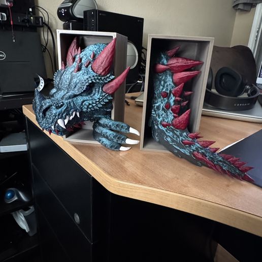🐉 Dragon Emerging Book Nook – Head & Tail Edition・3D Print with the ...