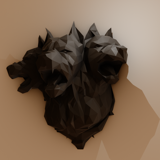 STL file Cerberus head wall mount roaring low poly stl 🐕 ・3D printer ...