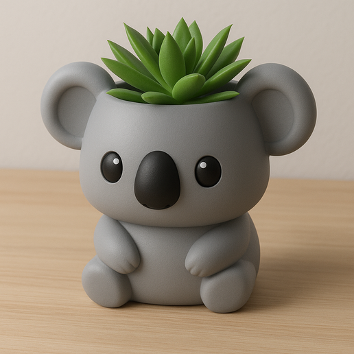 🐨 Kawaii Koala Pot with Plant - Cute Koala Shaped Flower Pot for 3D ...