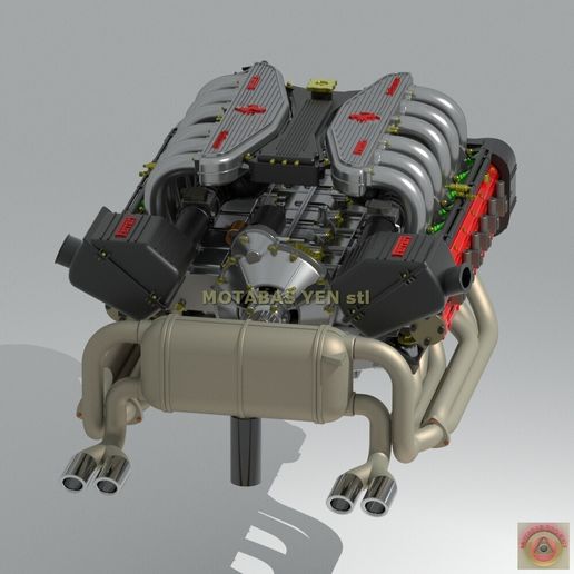 💭 FERRARI 512 TR - ENGINE・ STL File for 3D printing・Cults