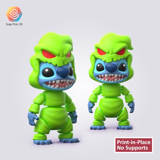 🐊 Flexi Articulated oogie boogie stitch・ STL File for 3D printing・Cults