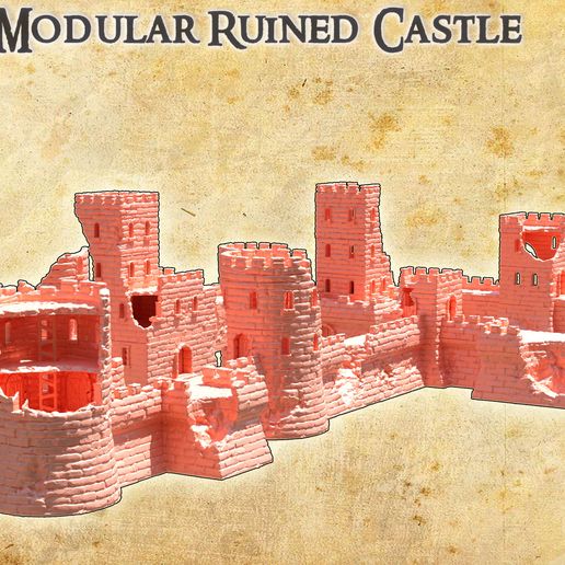 🏰 Modular Ruined Castle 28 mm Tabletop Terrain・ 3D File for ・Cults