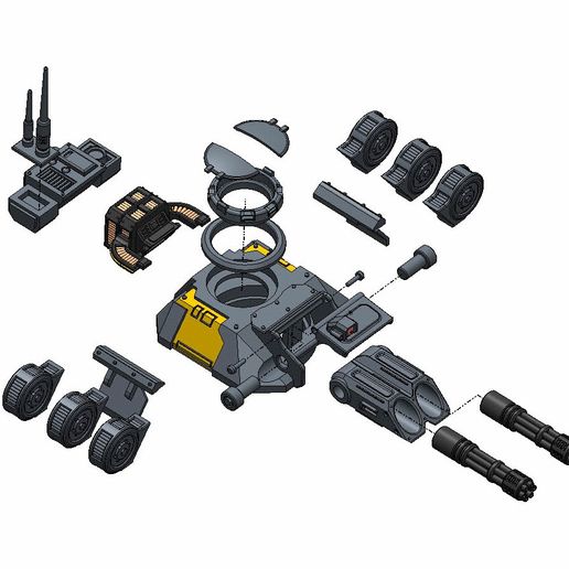 🦏 Double Minigun Turret "V.W. Talos" pattern for Repulsor 28mm・ 3D File ...