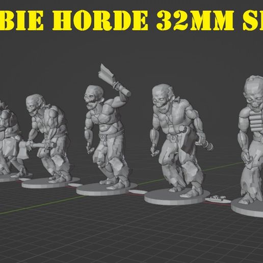 OBJ file 32mm zombie horde set 🧟 ・3D printer model to download・Cults