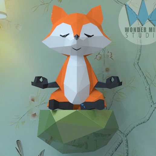 🦊 FOX MEDITATION・ 3D File for Papercraft & Origami・Cults