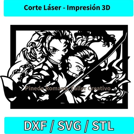 👾 ANIME DEMONS SLAYER - TANJIRO and NEZUKO - DECORATION FOR LASER ...