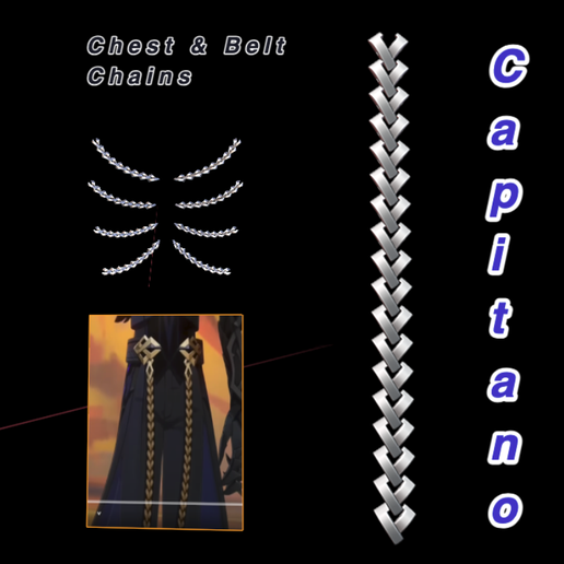 🗡️ Capitano Full Set - Genshin Impact (Sword, Helmet, Gauntlets, Chains ...