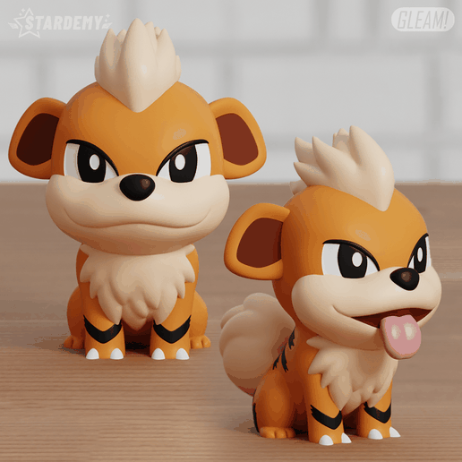 🐉 Growlithe Chibi 2 Models Pokemon Fanart・ 3D File for 3D printing・Cults