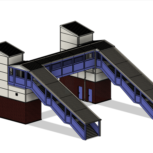 🛤️ Model Railway Modern Footbridge with Lift・ STL File for 3D printing ...
