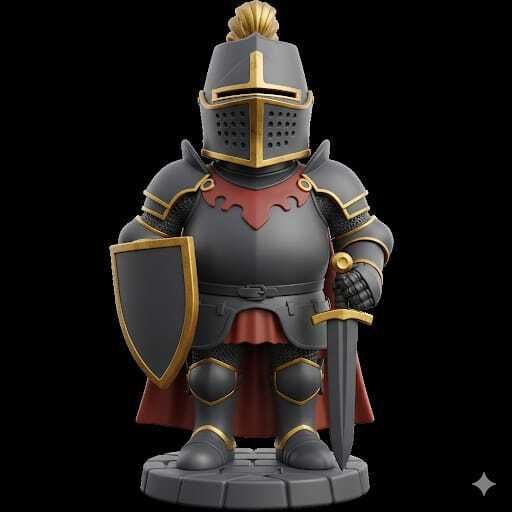 🗡️ knight with medieval armor, sword and shield with cape・ STL File for ...
