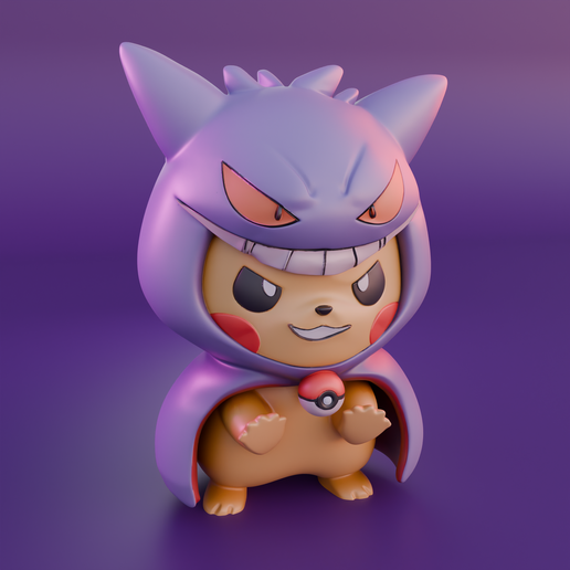 🐉 PIKACHU X GENGAR - POKEMON・Archivo STL para Impresión 3D・Cults