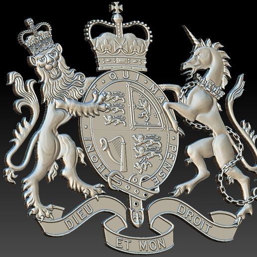 STL file Royal Coat of Arms of the United Kingdom 🧥 (OBJ)・3D printable ...