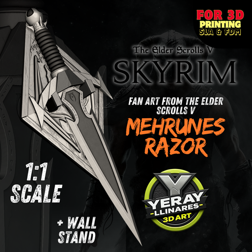 🪒 Mehrunes' Razor | Skyrim Replica | Daedric Dagger | Decorative Stand ...