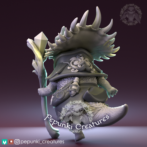 🦖 Triceratops Sorceress Lady [STL Dinosaur mage DND mini]・ STL file for ...