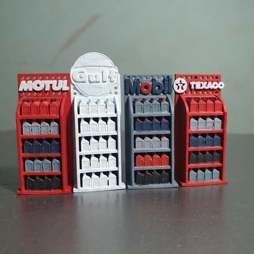 🛢️ Oil Display Stand Set - Motul, Gulf, Mobil & Texaco 164・ STL File ...