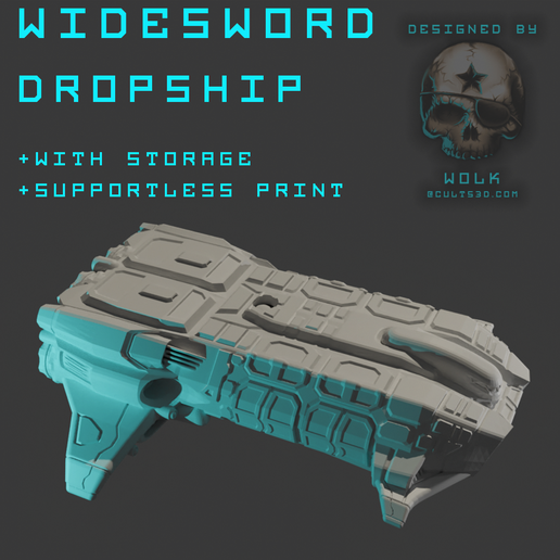 🎲 Widesword Dropship・ STL File for 3D printing・Cults