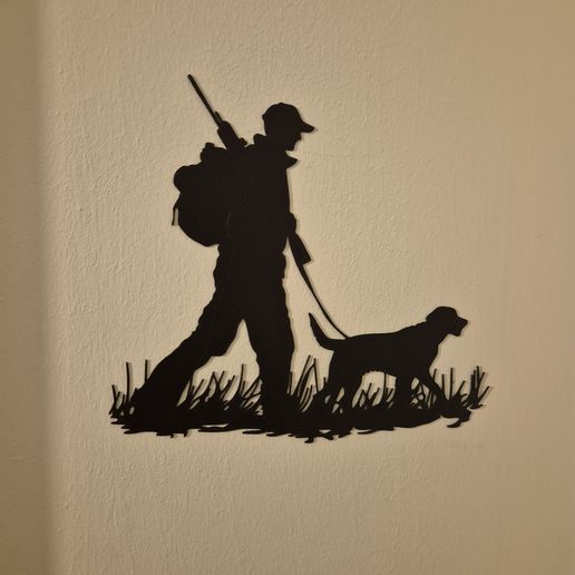 STL file Hunter and Dog Line Art - Outdoor Adventure 🏹 ・3D printable ...