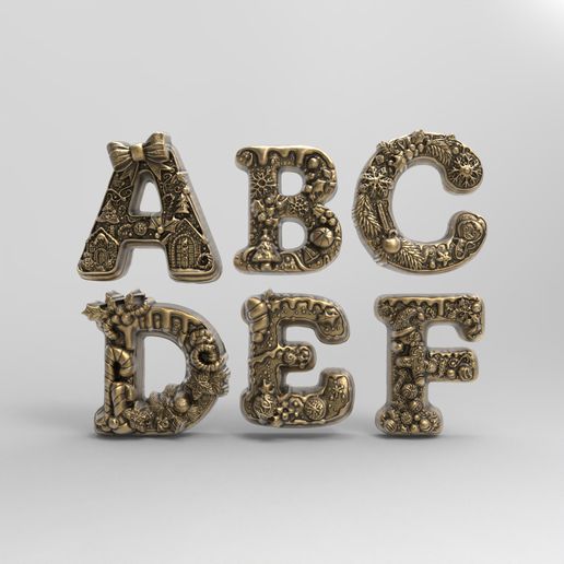STL file christmas alphabet letters decor A to F 🎄 (OBJ)・3D printing ...
