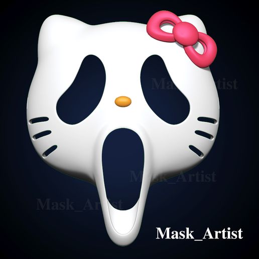 👋 hello kitty ghostFace mask・ STL File for 3D printing・Cults