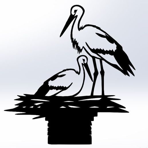 STL file Storks in the Nest - Line Art 🪺 ・3D print design to download・Cults