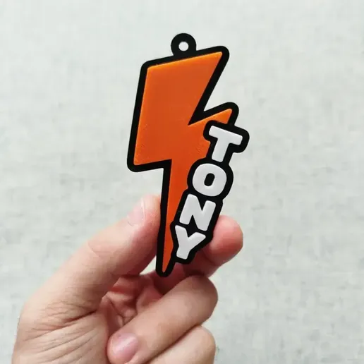 🌩️ Lightning bolt name tag - Tony・Free 3MF File for 3D printing・Cults