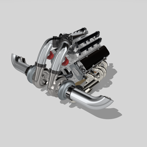 🏎️ Twin Turbo SBC V8 Complete Scale Model・ STL File for 3D printing・Cults