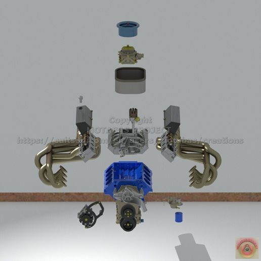 🚙 FORD 427 GT40 MkII - ENGINE・ STL File for 3D printing・Cults