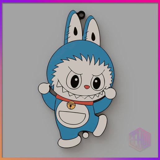 🗝️ LABUBU X DORAEMON MULTICOLOR KEYCHAIN・ 3MF File for 3D printing・Cults