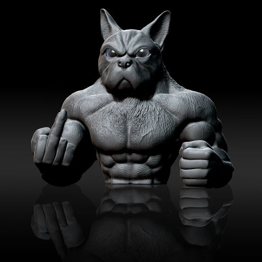 👤 French bulldog bust - middle finger・ 3D File for 3D printing・Cults