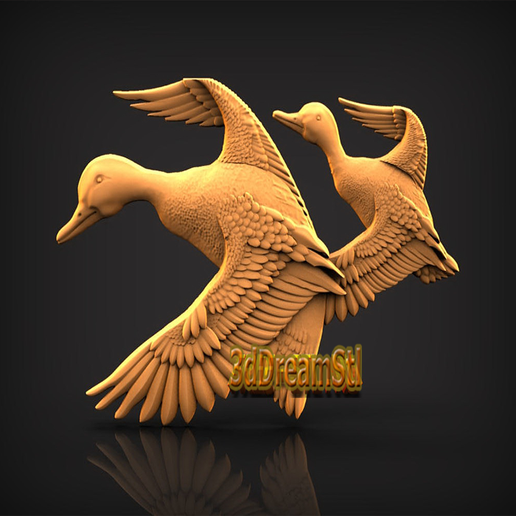 🪵 ducks flying STL model, CNC router engraver, artcam, aspire, cnc ...