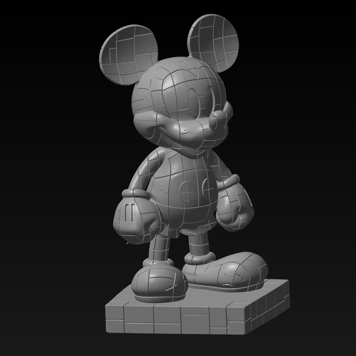 🐁 Modern Mickey Mouse 3D STL File for Printing - Tiled Art Style Figure ...