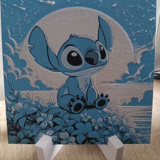 🎨 Hueforge Stitch assis dans les fleurs sans AMS・ 3MF File for 3D ...