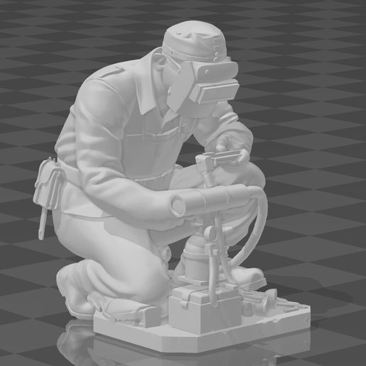 🫡 Figurine 1/35 German Soldier Welder・ STL File for 3D printing・Cults