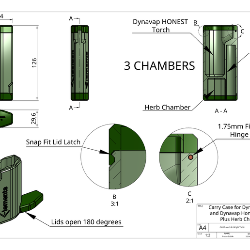 Carry Case for DynaVap B or M series plus lighter and herb chamber・ STL ...